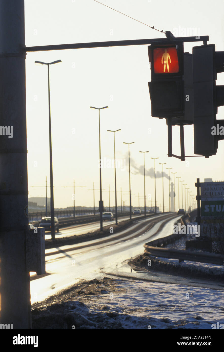 Red pedestrian light at the Floridsdorferbrücke Stock Photo - Alamy