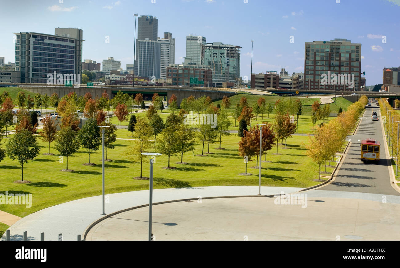 Little Rock skyline from the steps of the Clinton Presidential Library ...