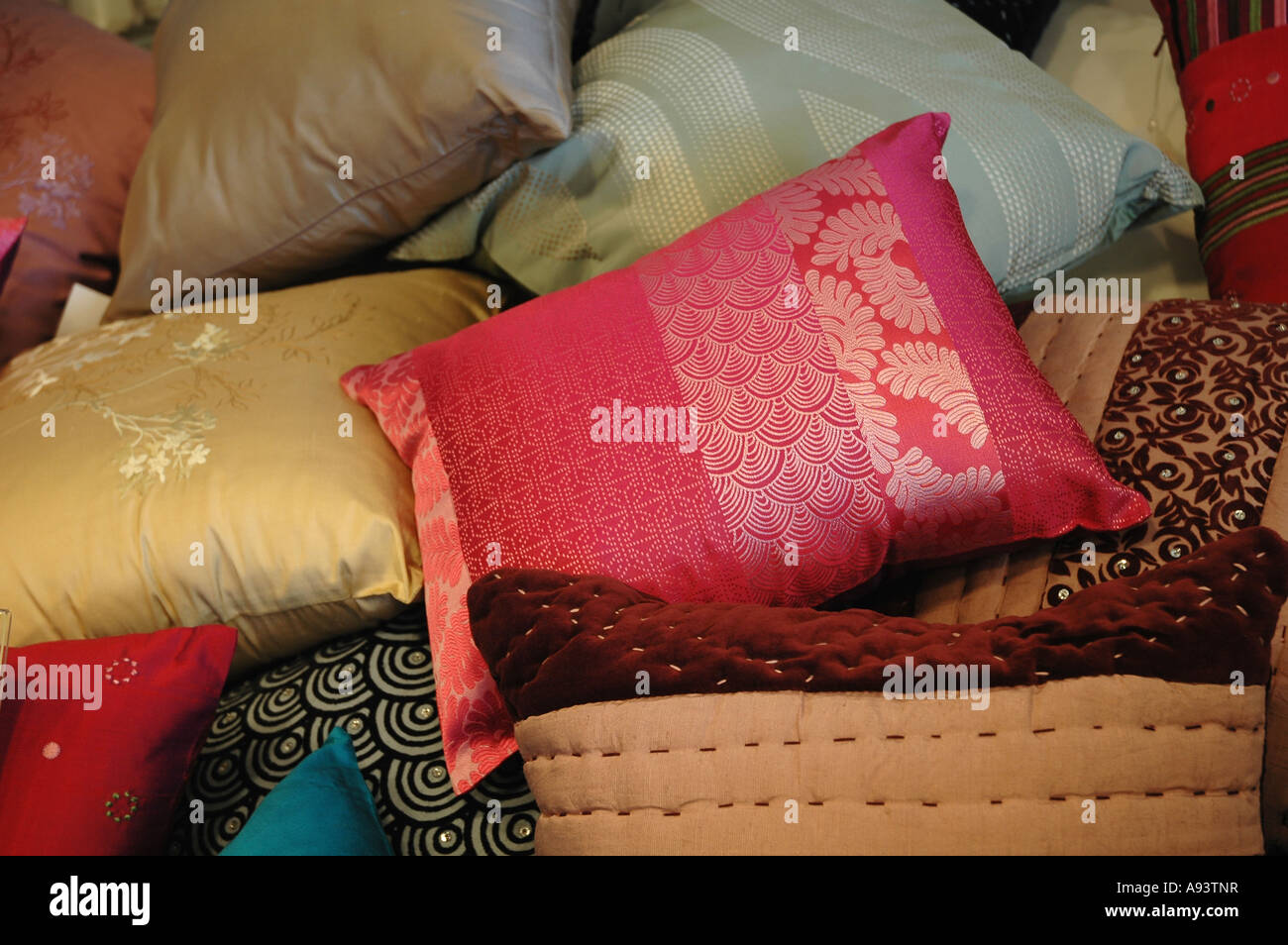 Comfort Pile of Cusions Stock Photo - Alamy