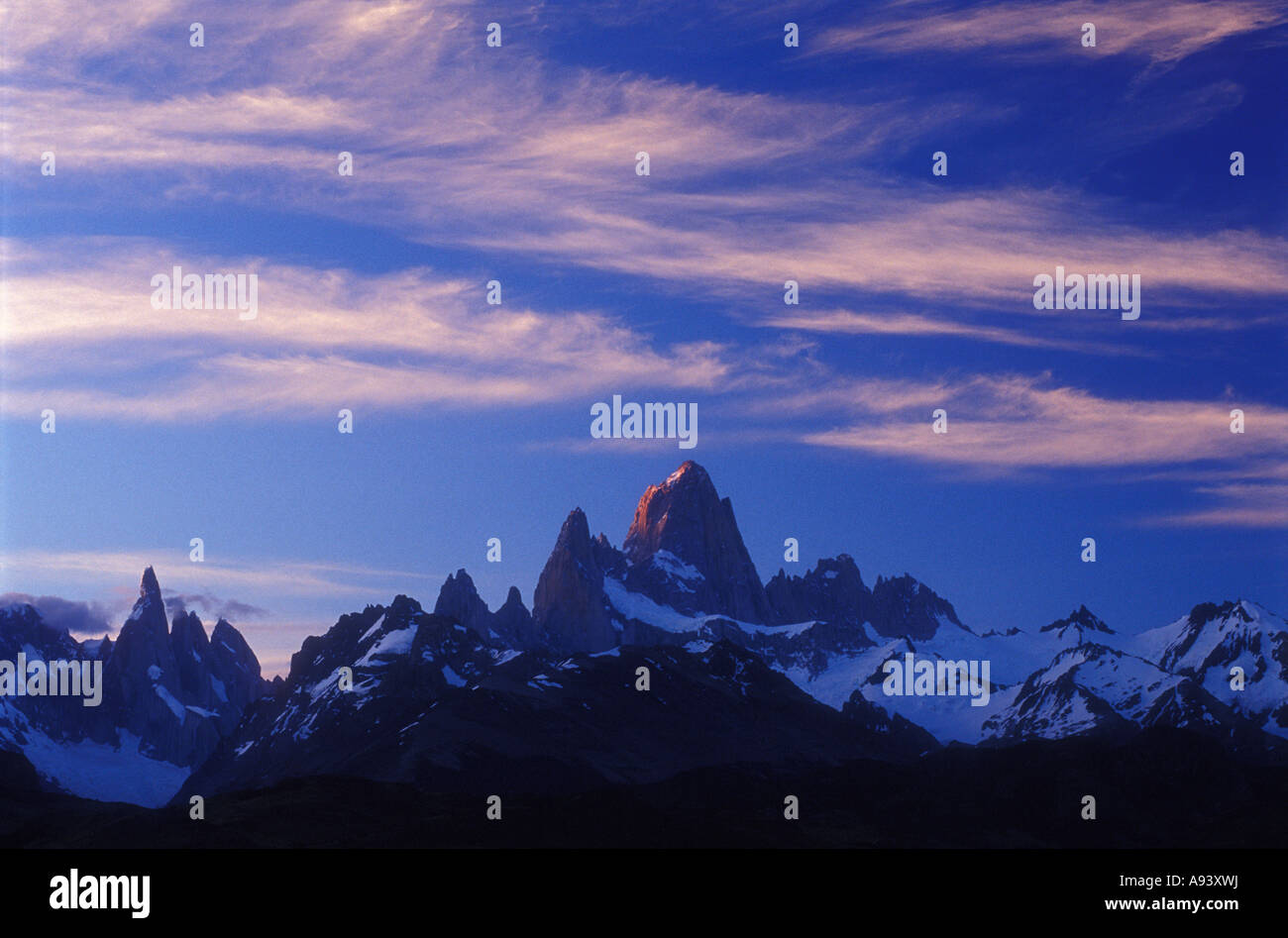 Mount "Fitz Roy" (3405m) also called “Chalten” in the Southern Andean ...