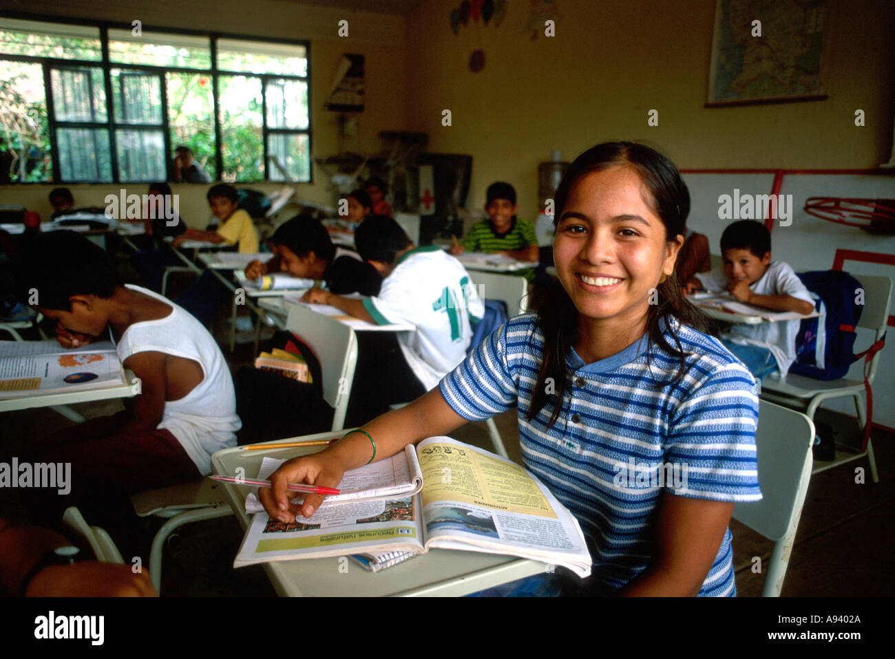 School girl age 13 in class in Puerto Vallarta Mexico Stock Photo - Alamy