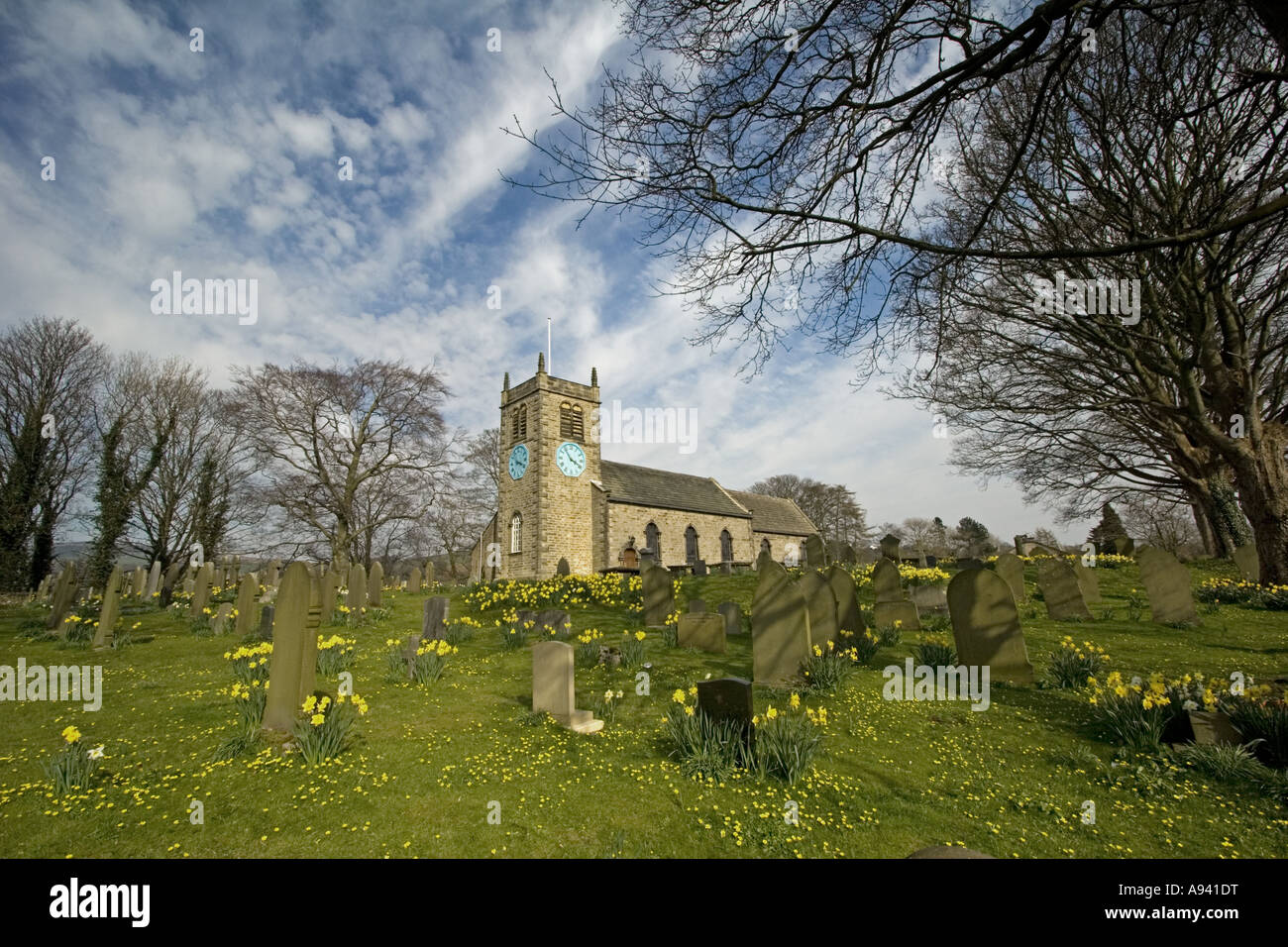 St Peter's Church Addingham, Yorkshire, in the spring Stock Photo - Alamy