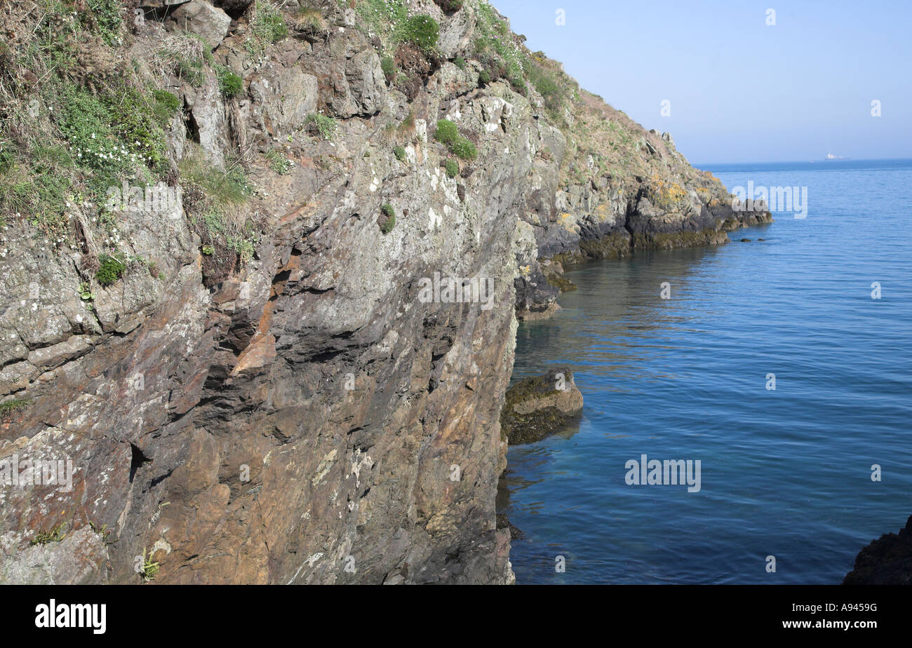 Cliffs and sea Martin's Haven, Pembrokeshire coast national park, Wales ...