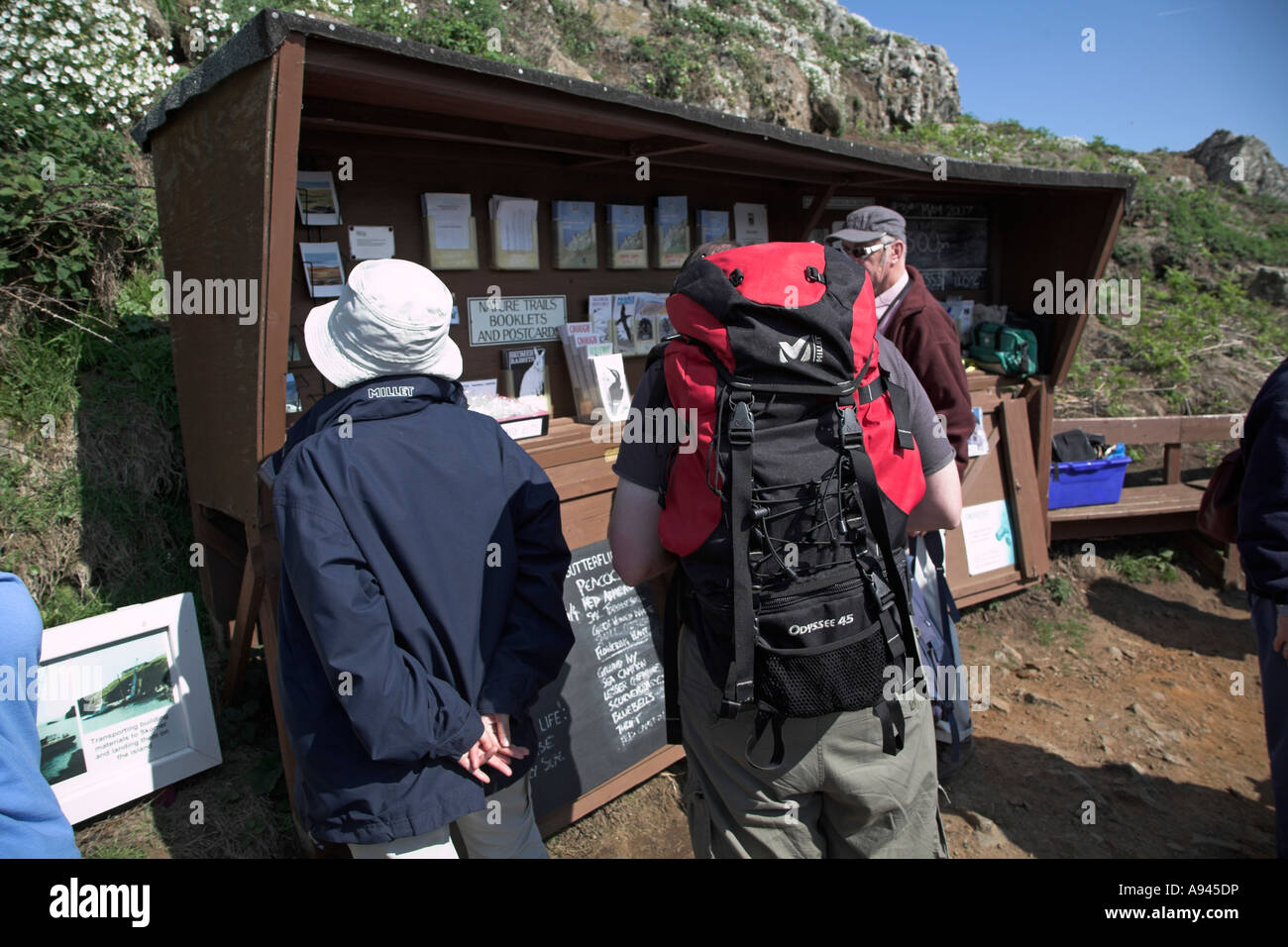 Information display board for tourists Skomer Island, Pembrokeshire ...