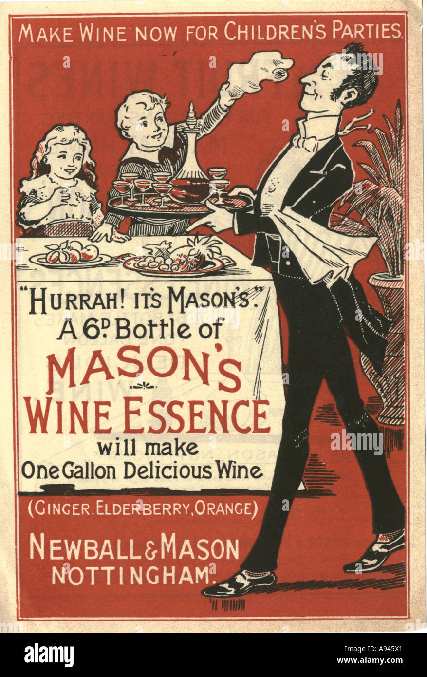 Advertising insert for Mason's Wine Essence circa 1895 Stock Photo - Alamy