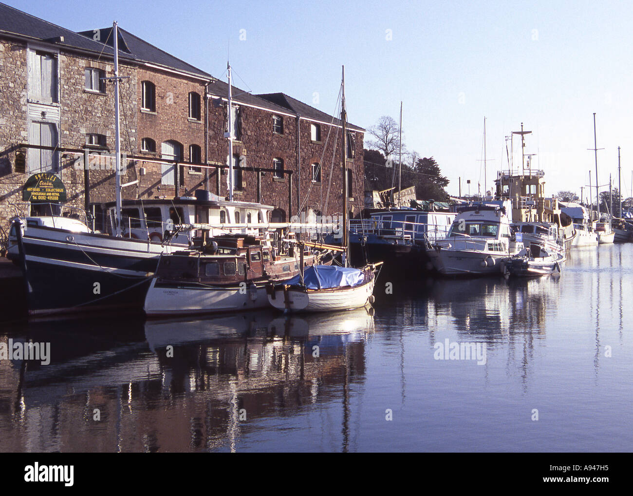 Haven Banks harbour area at the head of the Exeter Ship Canal, Devon ...