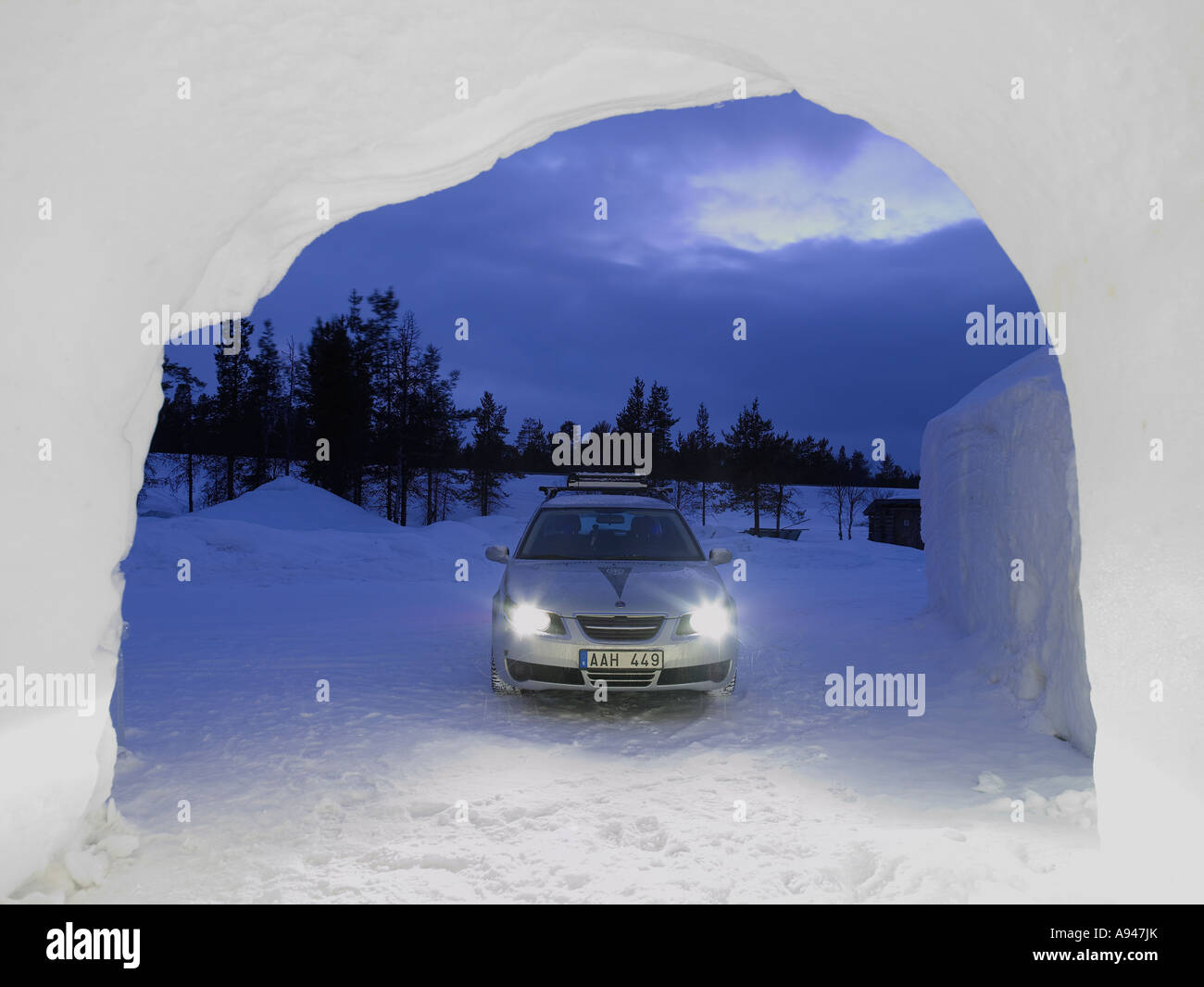 Car at Hotel and Igloo Village Kakslauttanen, located in the Saariselk ...