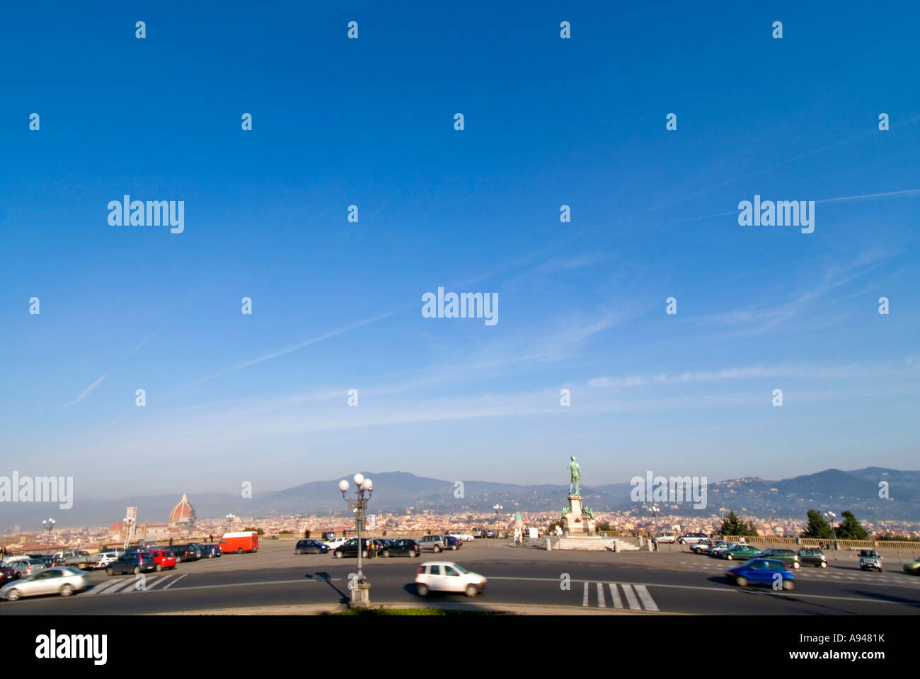 Horizontal aerial view of Florence's breathtaking skyline against a ...