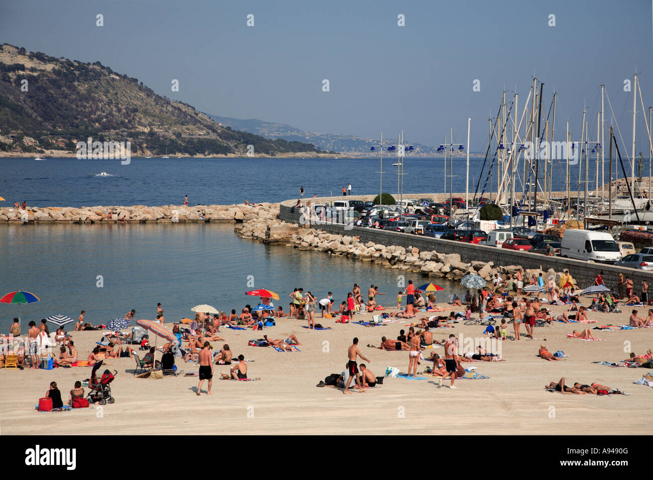 Beach and Vieux Port at Menton Stock Photo - Alamy