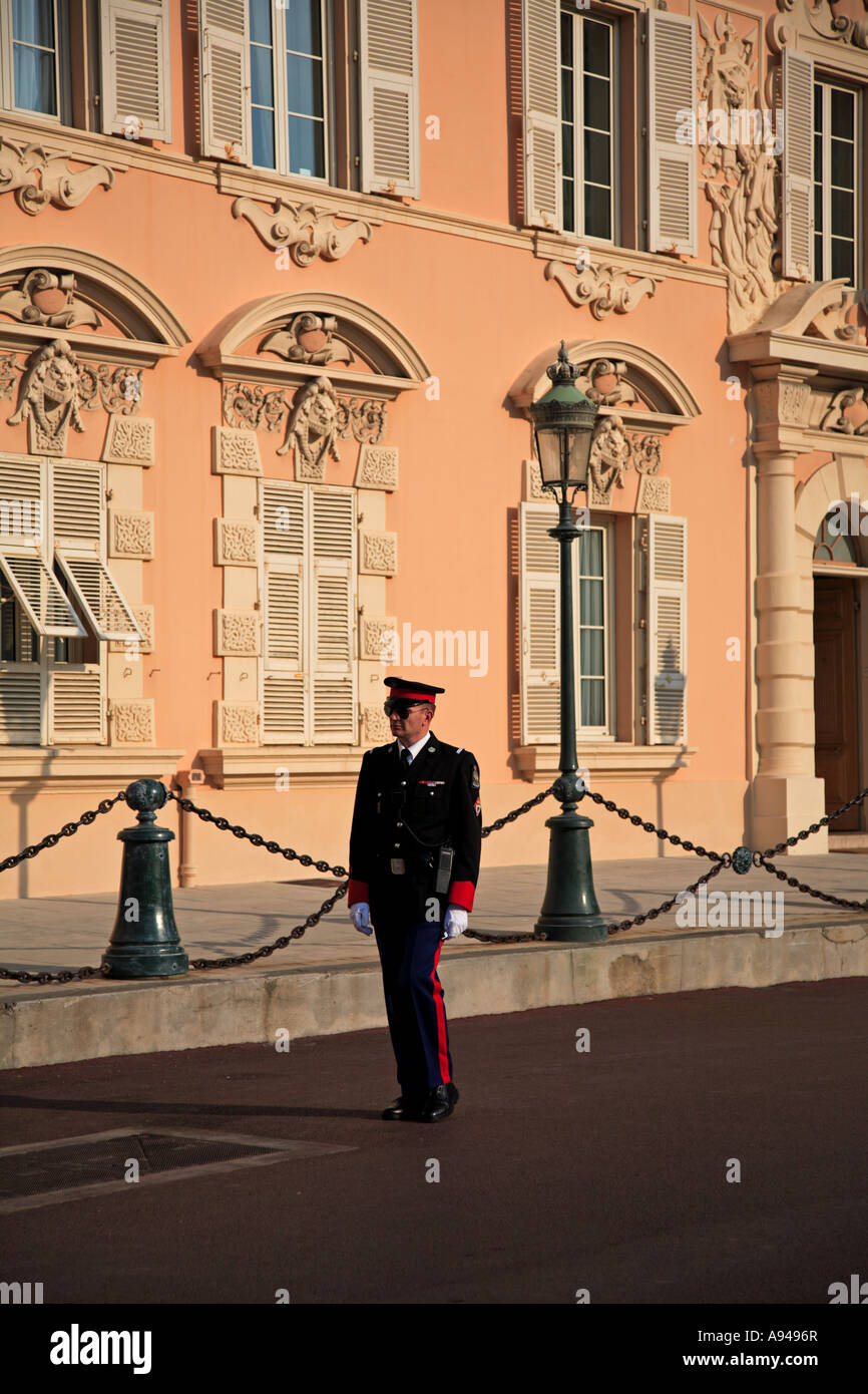 Policeman patrolling the Place du Palais at Monaco on the Côte d Azur ...