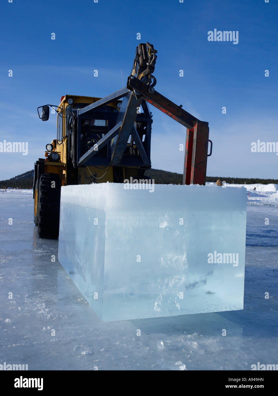 Taking Ice blocks for Ice Hotel, Torne river, Jukkasjarvi, Lapland ...