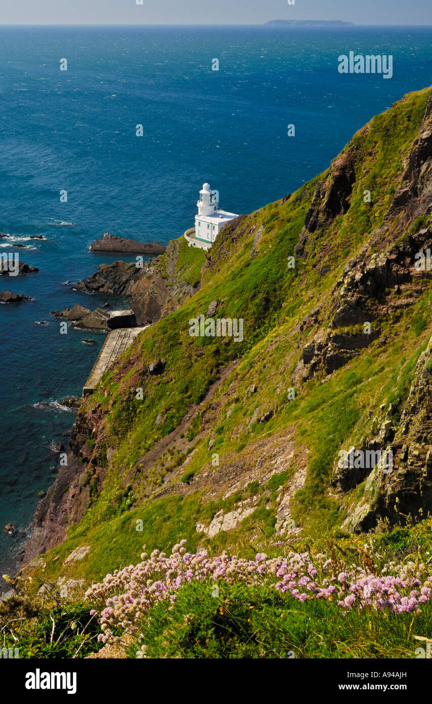 Hartland Point Lighthouse on the North Devon Coast with Lundy Island on ...