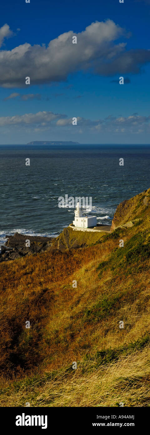 Vertical panoramic view of Hartland Point Lighthouse and Lundy Island ...