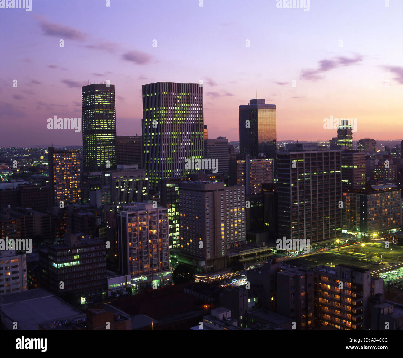 Night view of the Johannesburg CBD Johannesburg Gauteng South Africa ...