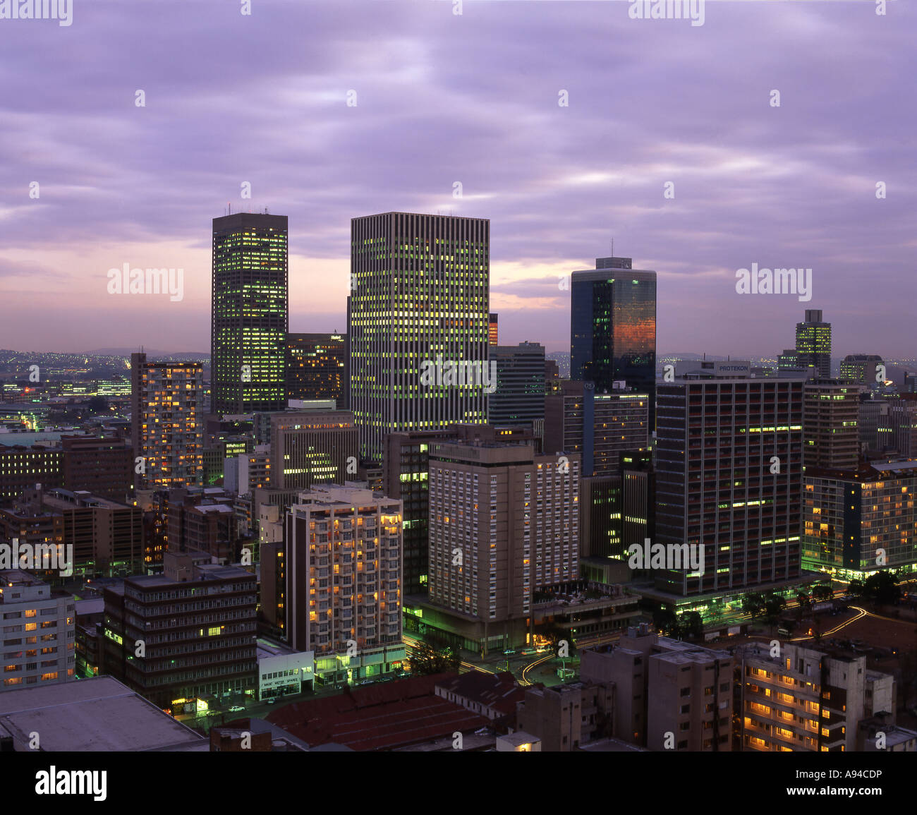 Night view of the Johannesburg CBD Johannesburg Gauteng South Africa ...