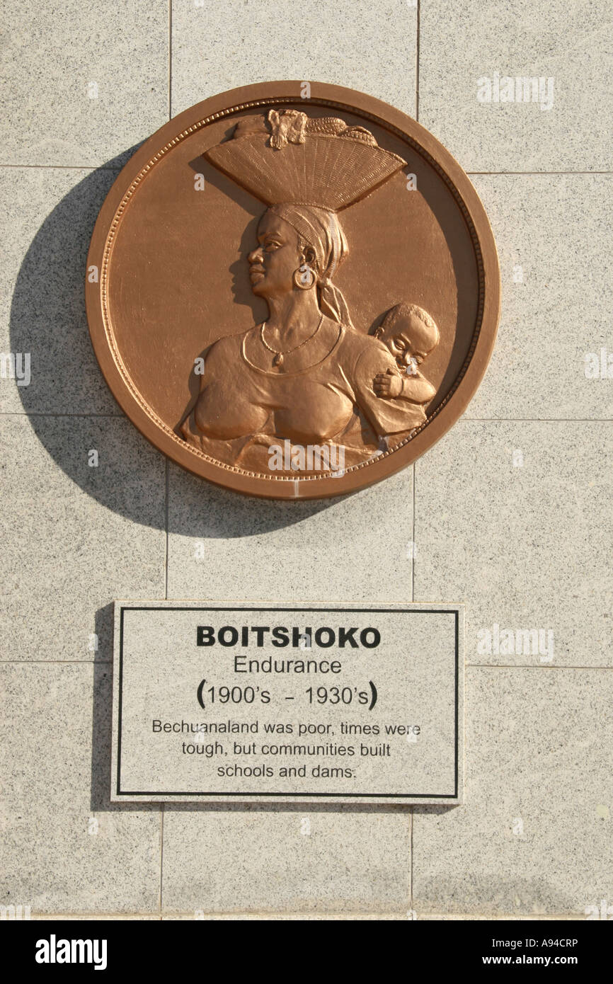Monument in Gaborone of 3 chiefs Khama III Sebele I and Bathoen I ...