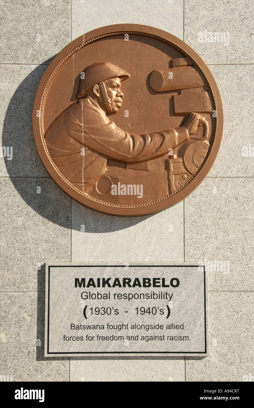 Monument in Gaborone of 3 chiefs Khama III Sebele I and Bathoen I ...