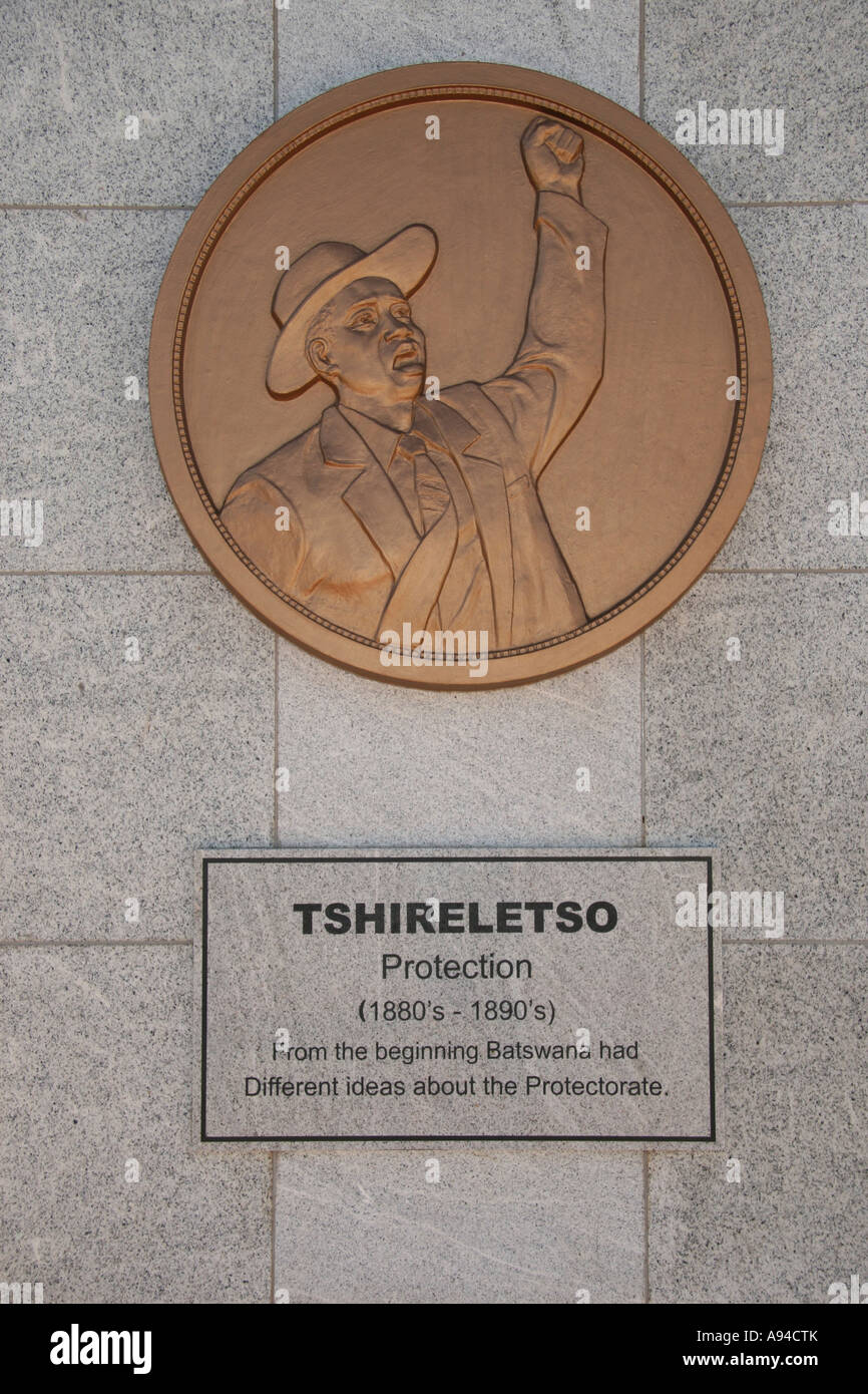 Monument in Gaborone of 3 chiefs Khama III Sebele I and Bathoen I ...
