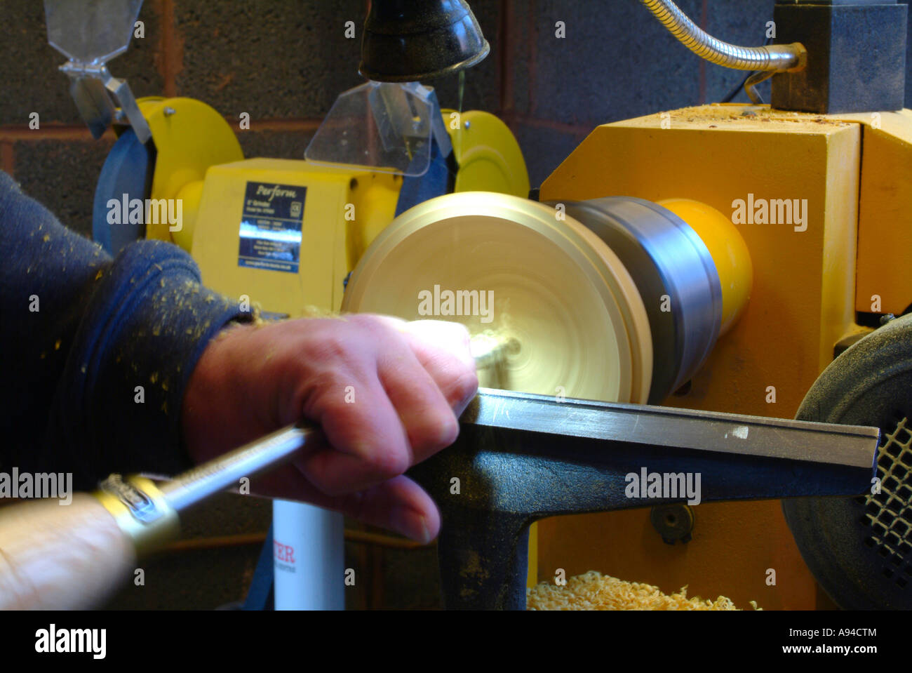 Closeup of Bowl Being Turned on Woodturning Lathe Stock Photo - Alamy