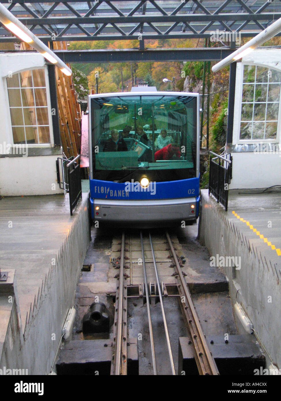 Floibanen funicular railway train carriage hi-res stock photography and ...