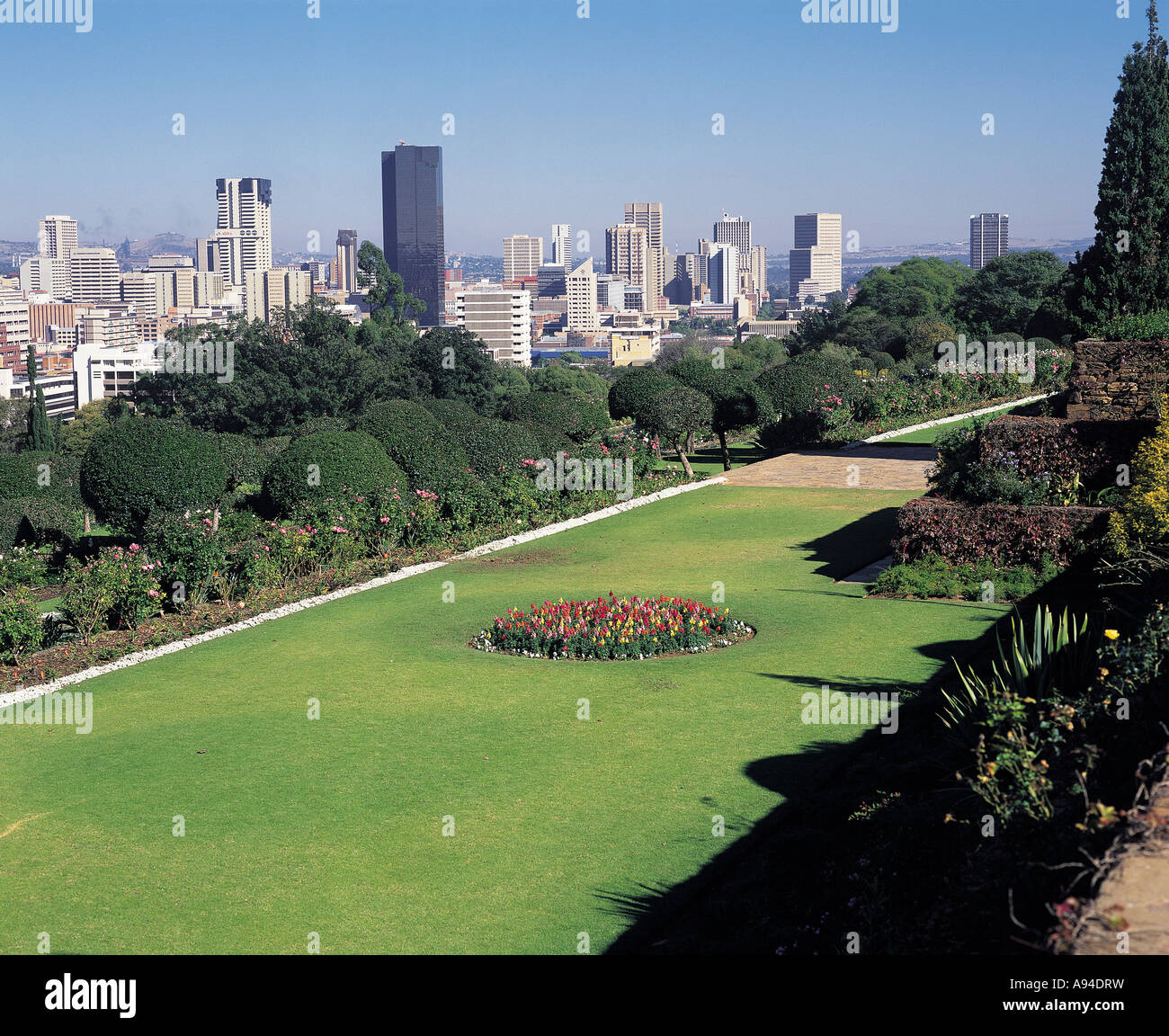 A view of the Pretoria skyline taken from the gardens fronting the ...