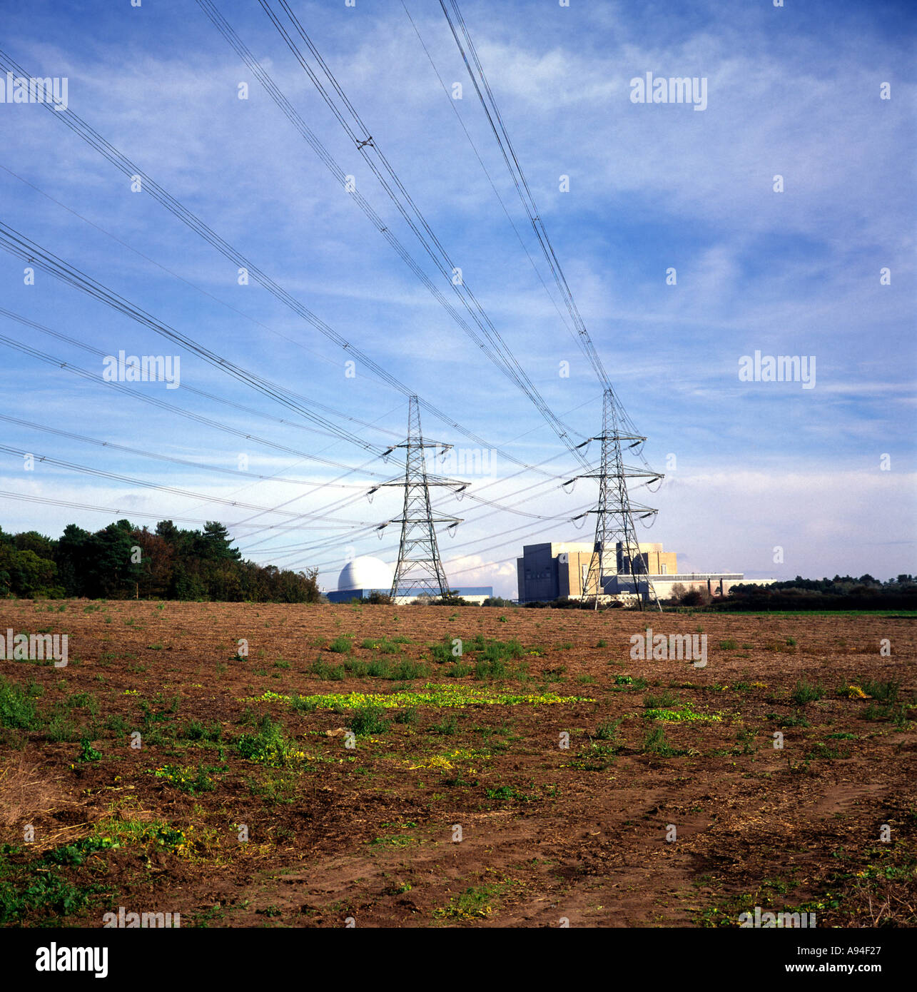 Electricity power lines Suffolk England Stock Photo - Alamy