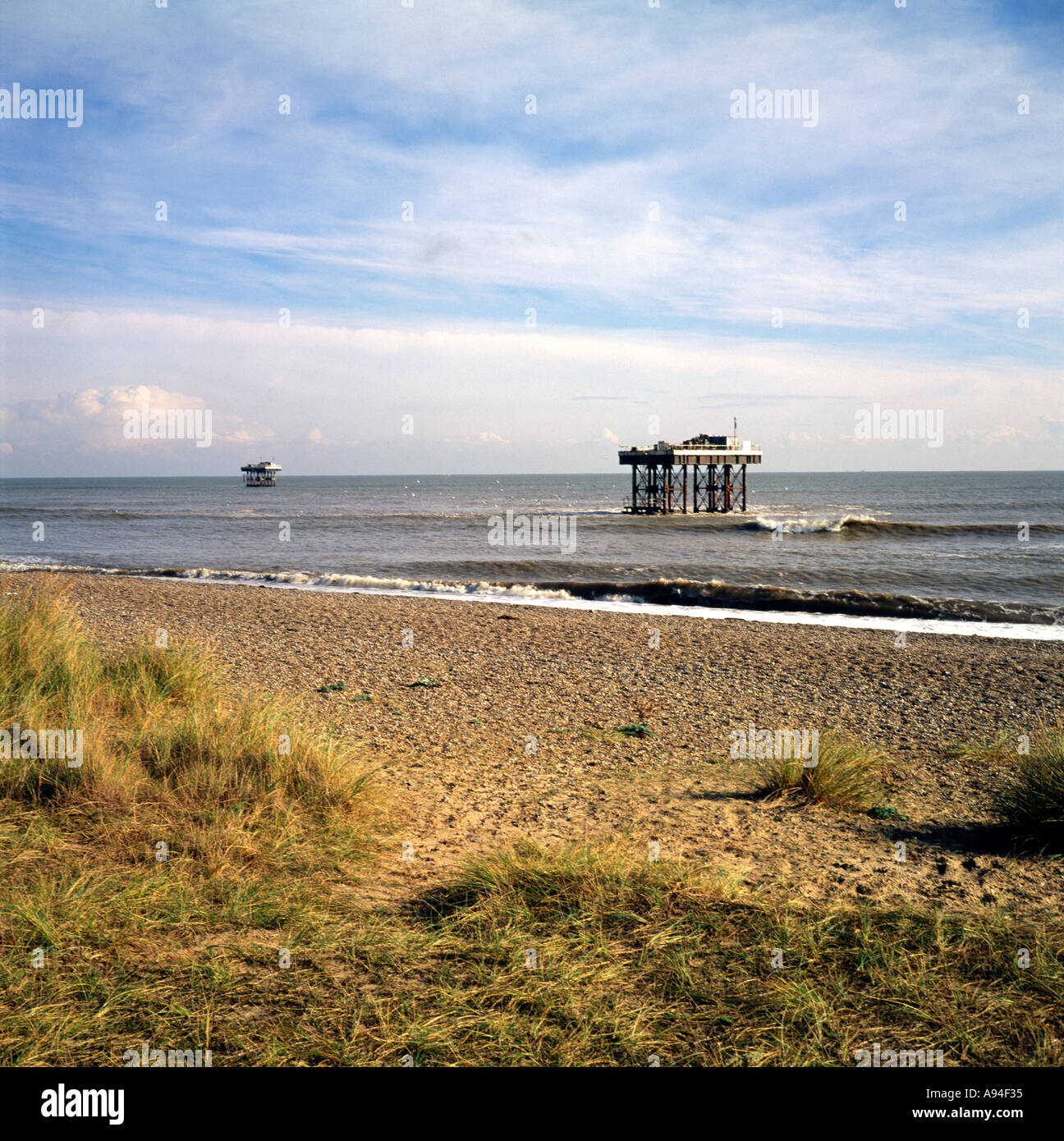 Inlet and outlet water platforms Sizewell nuclear power station Suffolk ...