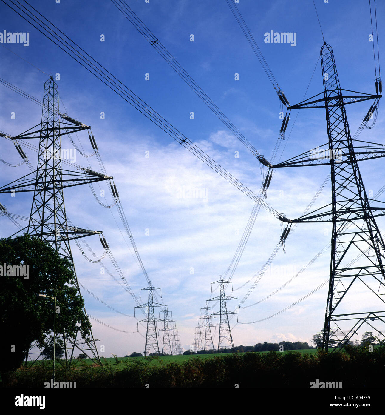Power lines crossing countryside Suffolk England Stock Photo - Alamy