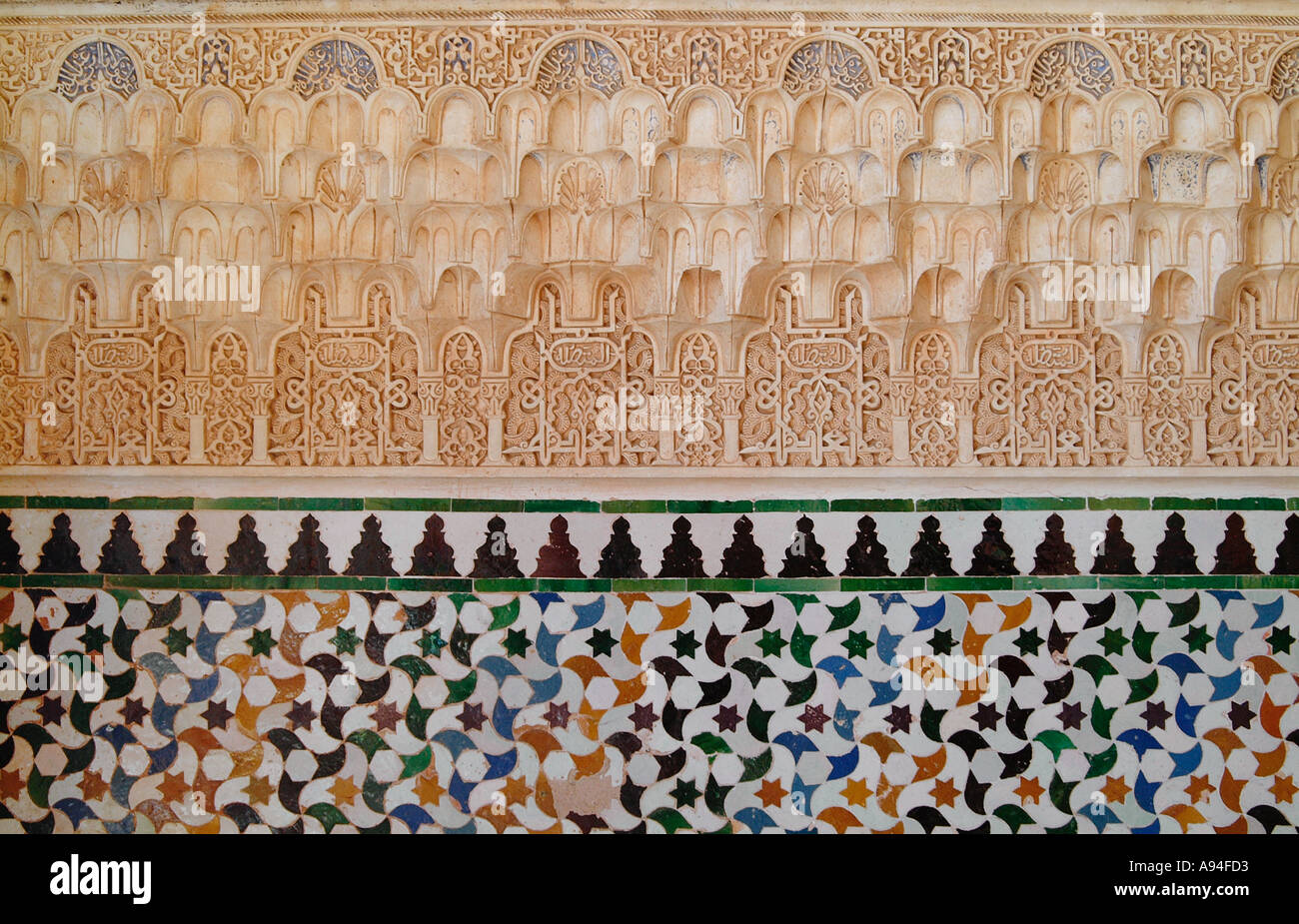 Stucco and Tiling Nasrite Palace The Alhambra Granada Stock Photo - Alamy