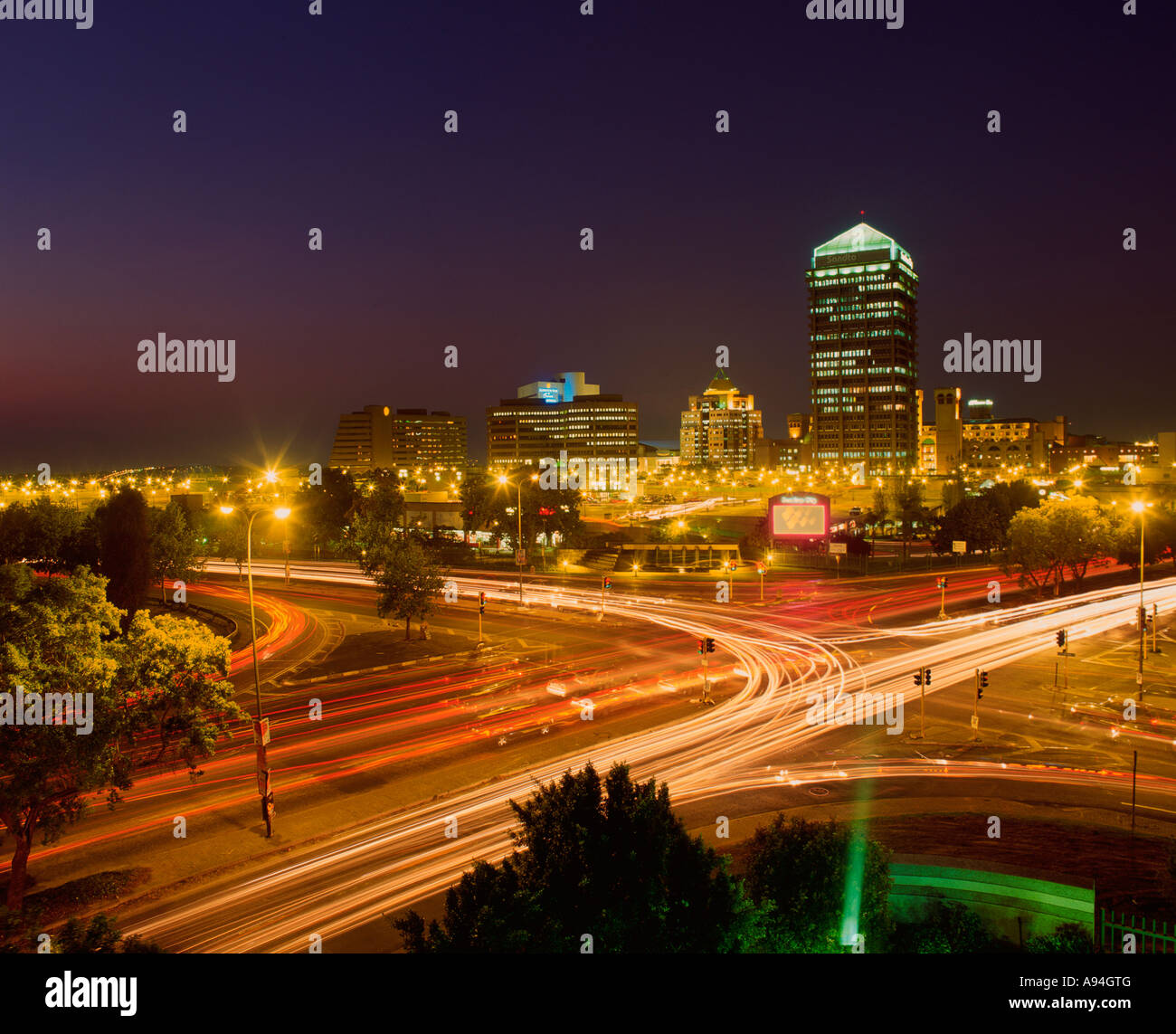 Sandton City at night location of the 2002 Earth Summit and a well ...
