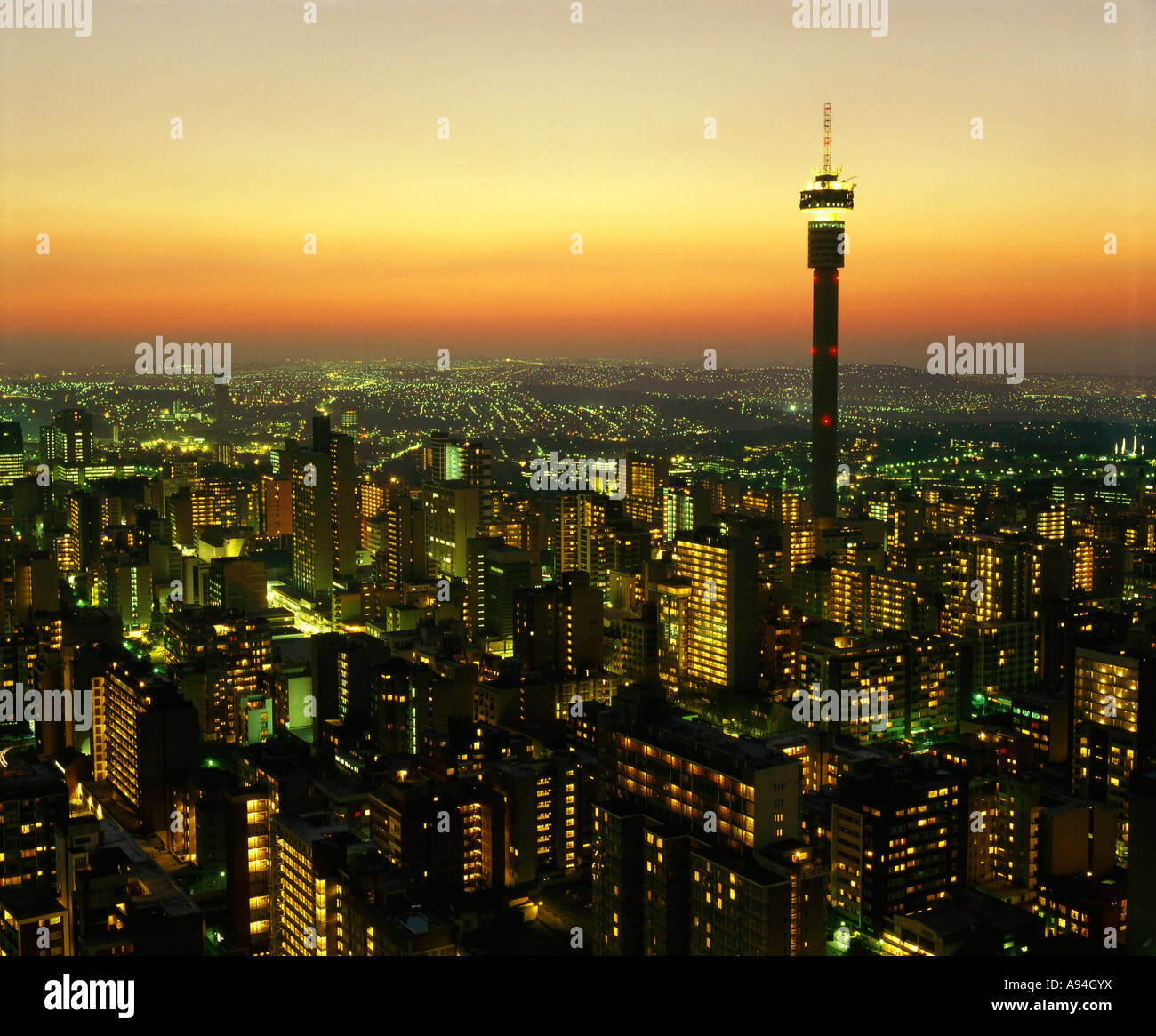 Johannesburg skyline hillbrow tower high rise hi-res stock photography ...