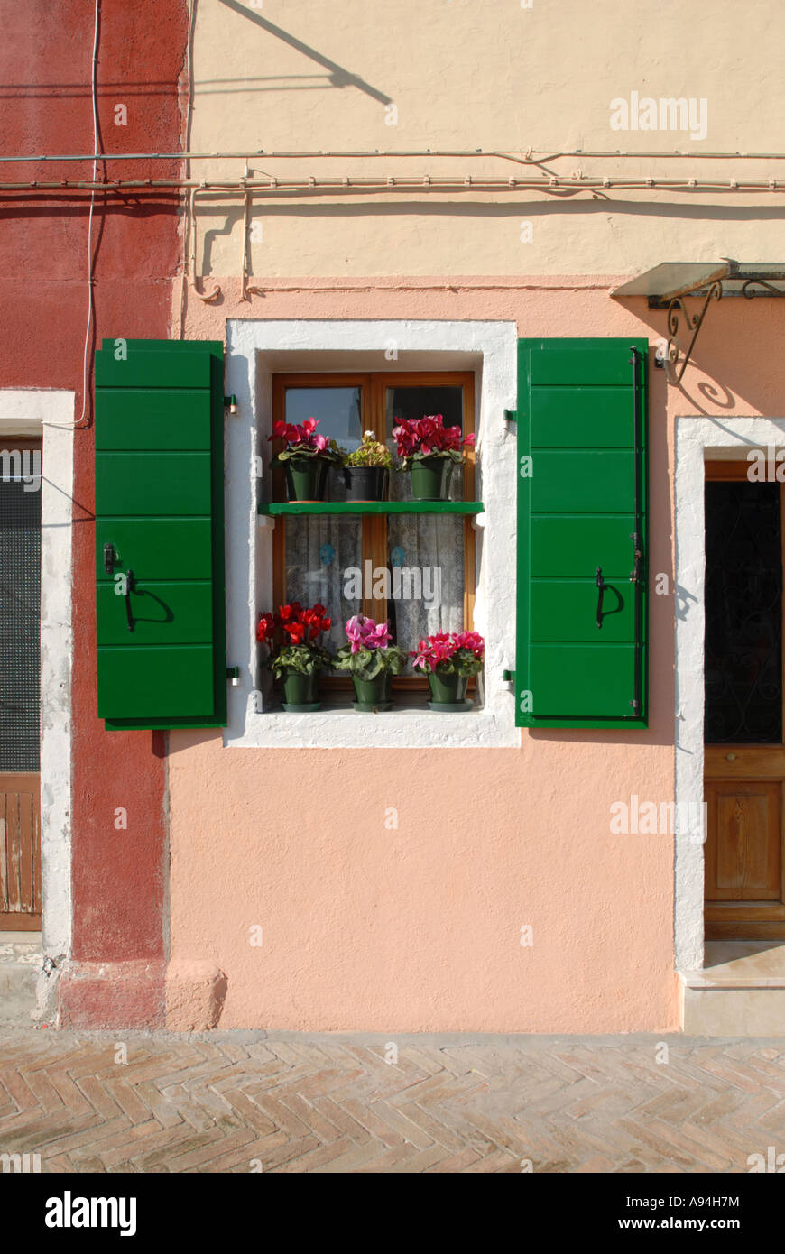 Green Shuttered House Murano Venice Lagoon Stock Photo - Alamy