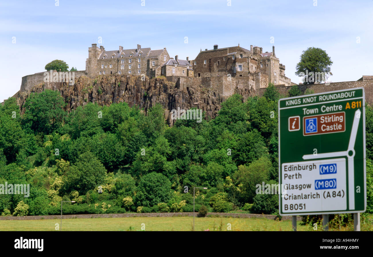 Scotland. Central. Stirling castle & Signpost Stock Photo - Alamy