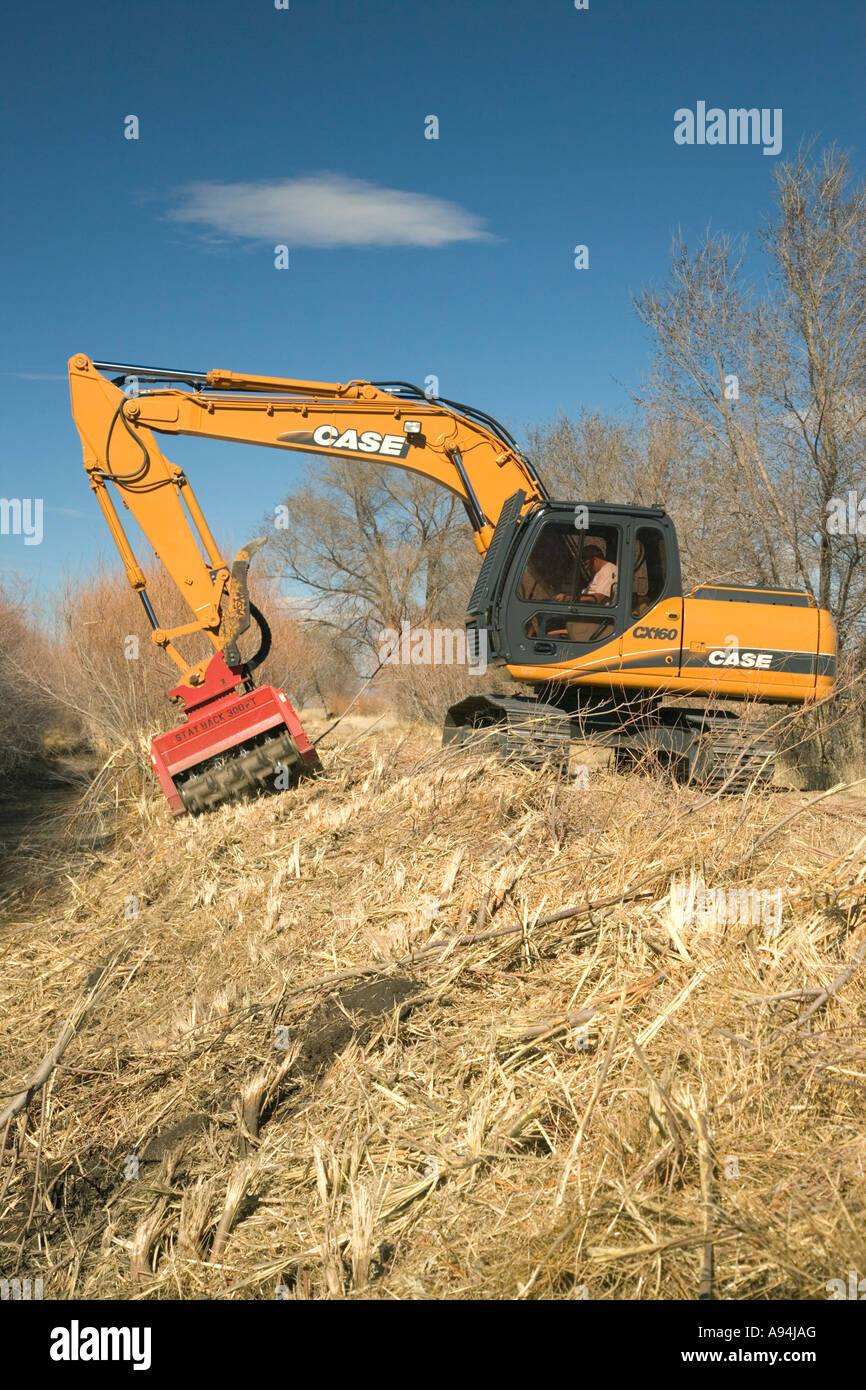Case Excavator cleaning agricultural irrigation ditch, Nevada Stock ...
