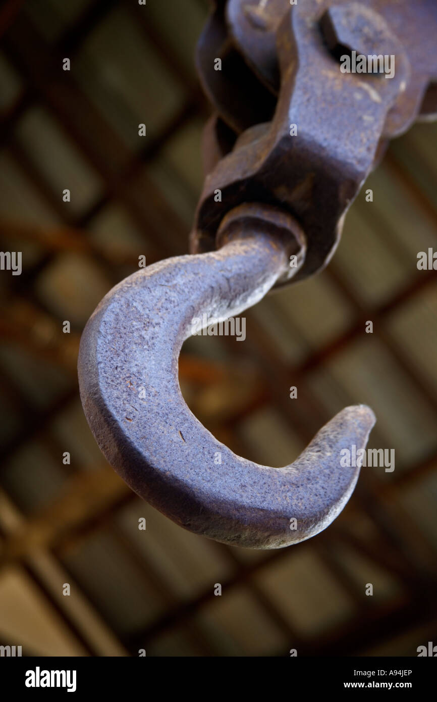 Hook pulley block hanging from cable, California Stock Photo - Alamy