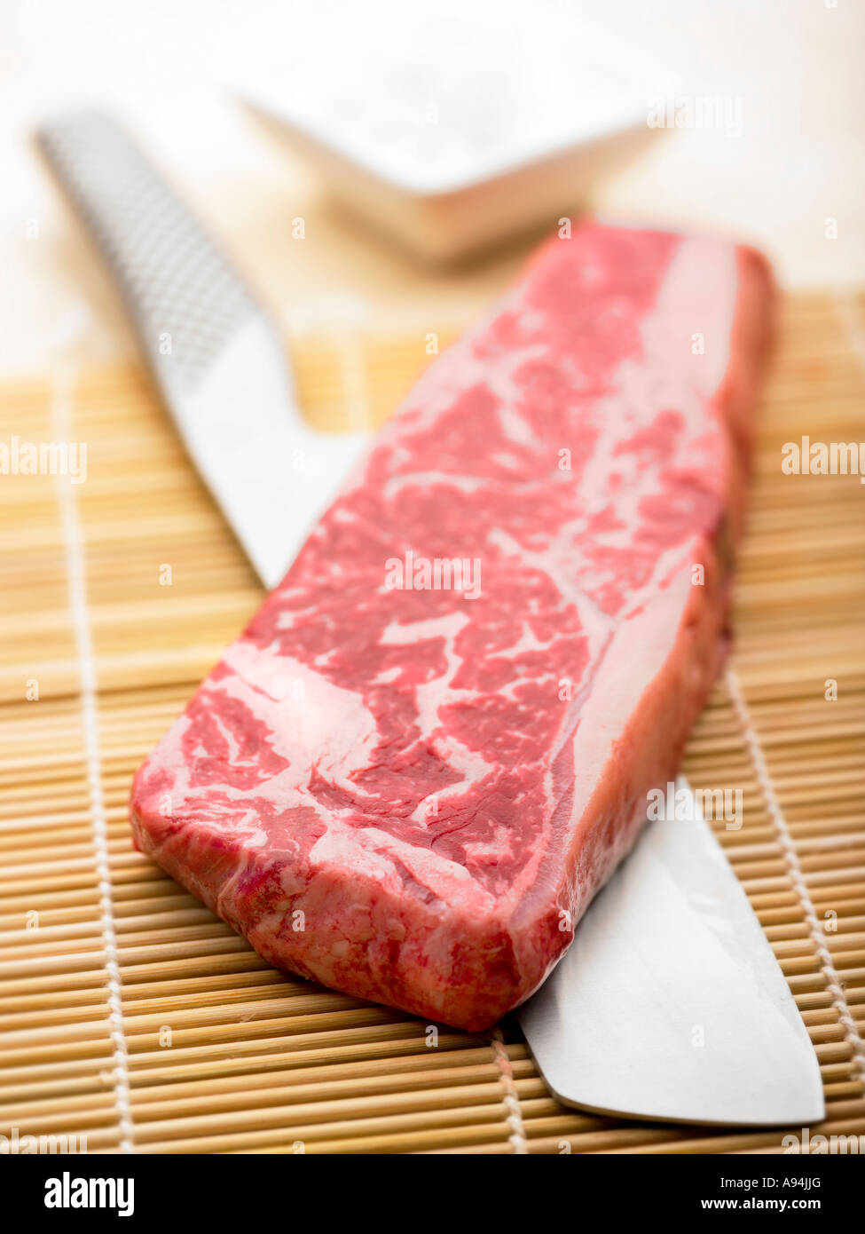 wagyu steak and japanese knife Stock Photo - Alamy
