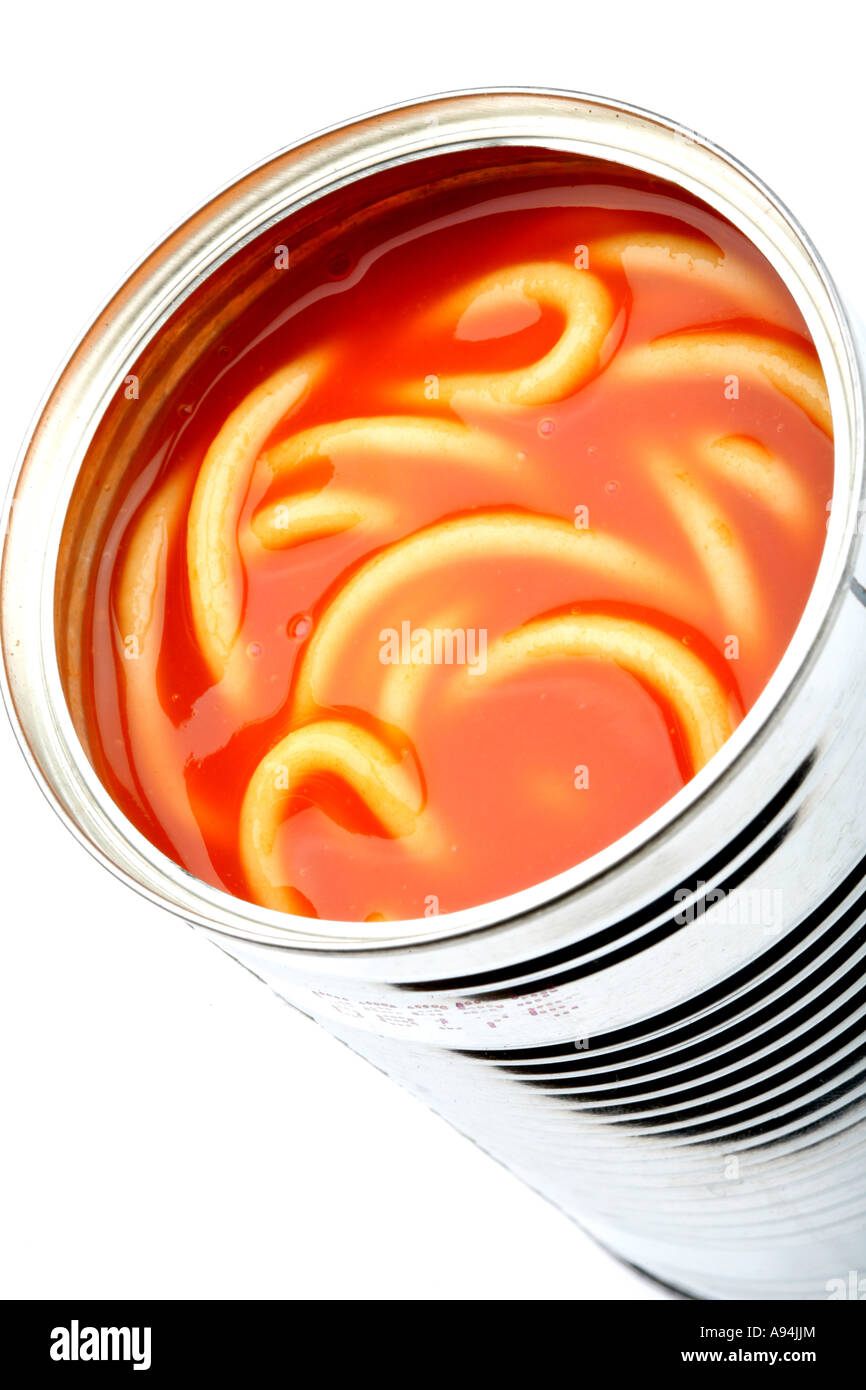 Tin of Spaghetti in Tomato Sauce Stock Photo - Alamy