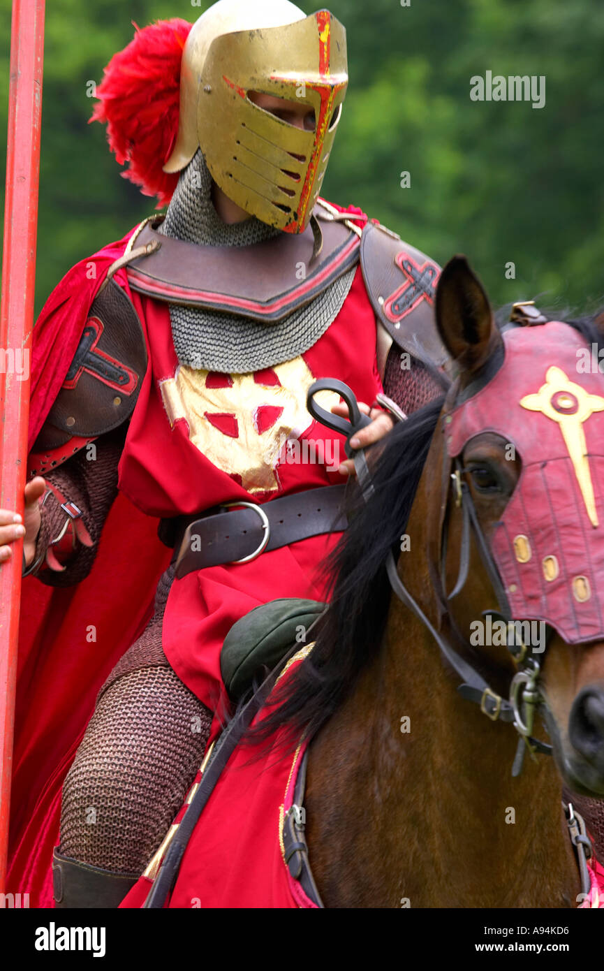 Knights jousting warwick castle England Stock Photo - Alamy