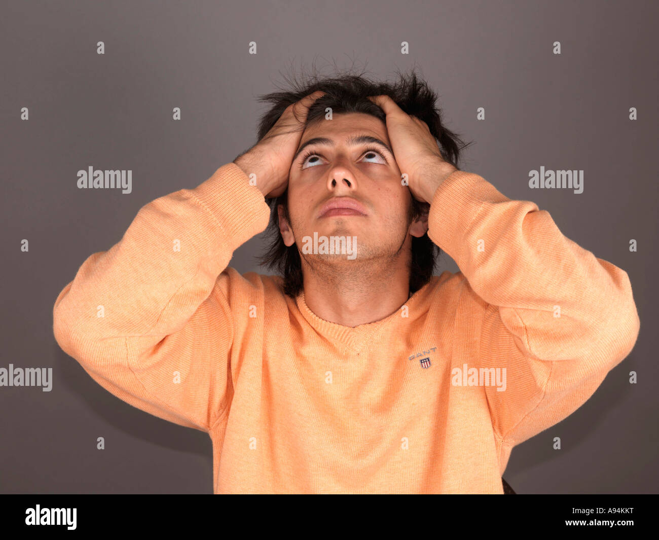 Young Man Depressed With Mental Health Issues Feeling Trapped And ...