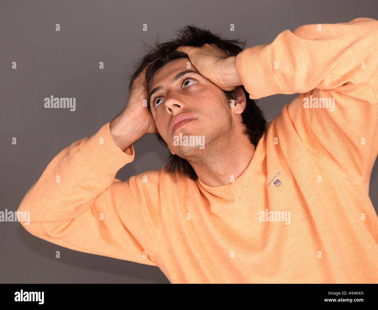 Young Man Depressed With Mental Health Issues Feeling Trapped And ...