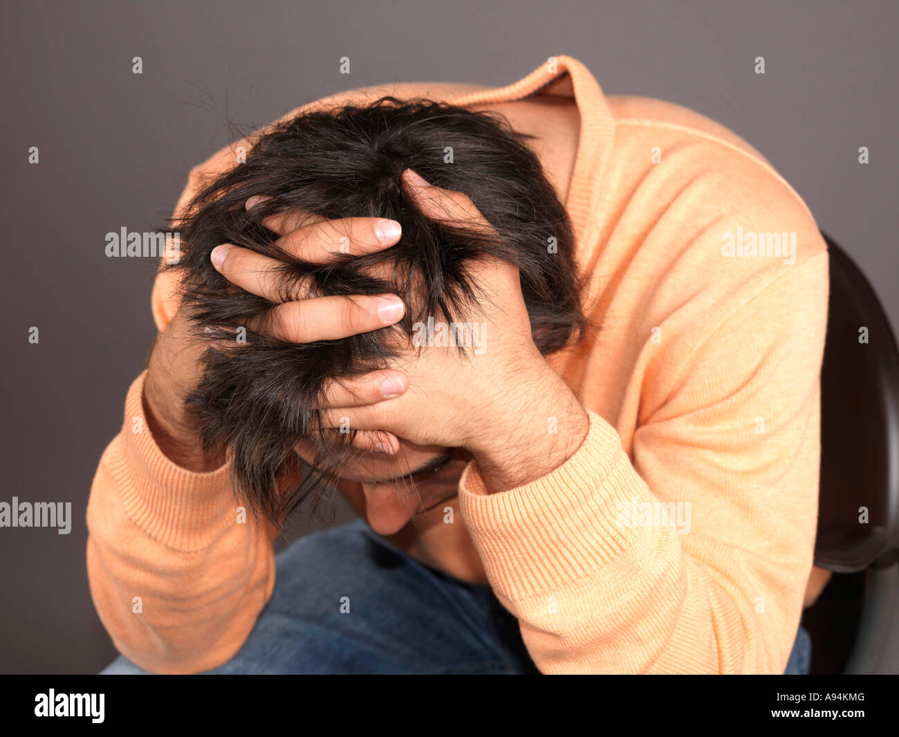 Young Man Depressed With Mental Health Issues Feeling Trapped And ...