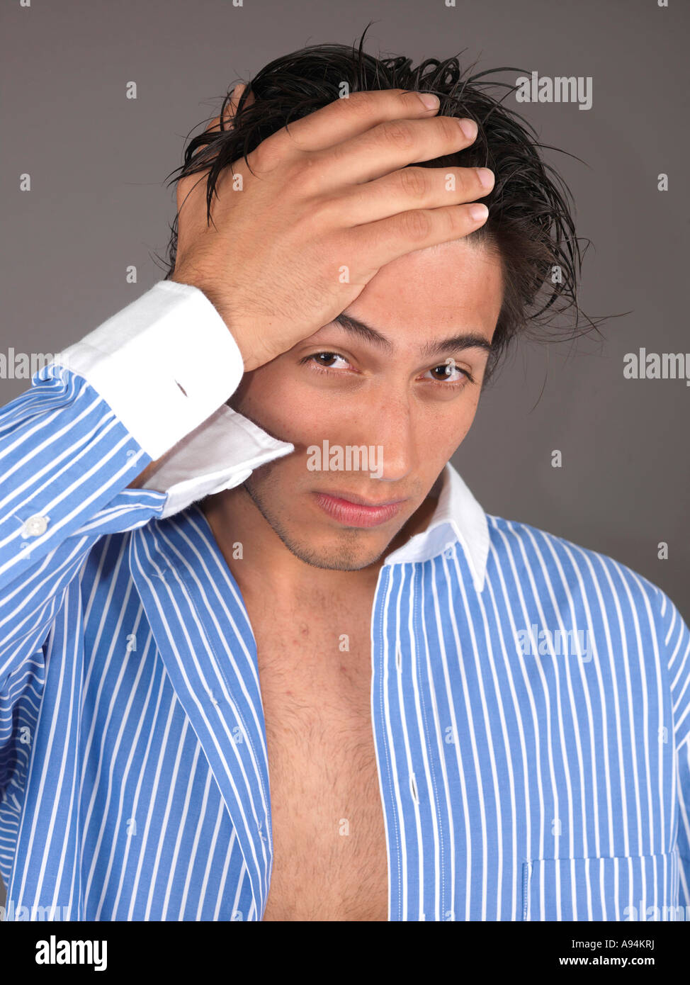 Young Man with Headache Model Released Stock Photo - Alamy