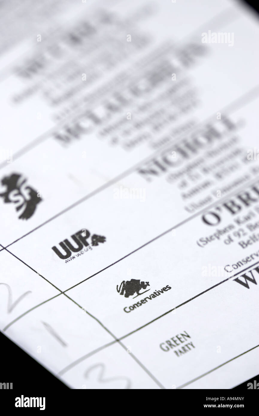 mock voting paper used as demonstration before northern ireland ...