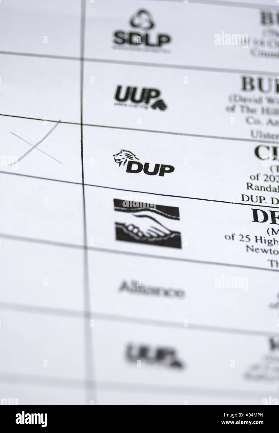 mock voting paper used as demonstration before northern ireland ...