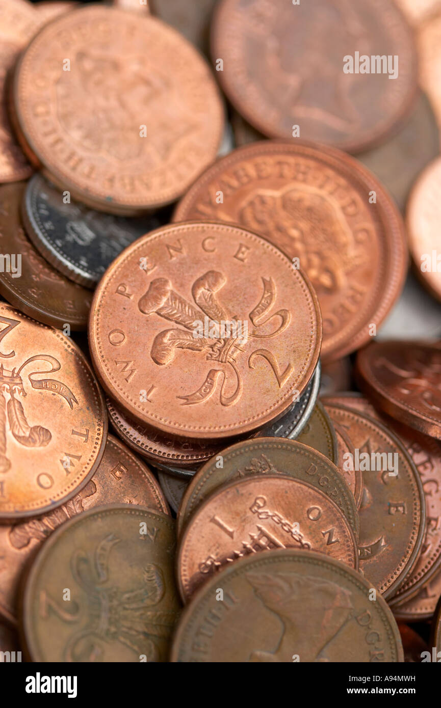 collection of low denomination copper and silver uk coins Stock Photo ...