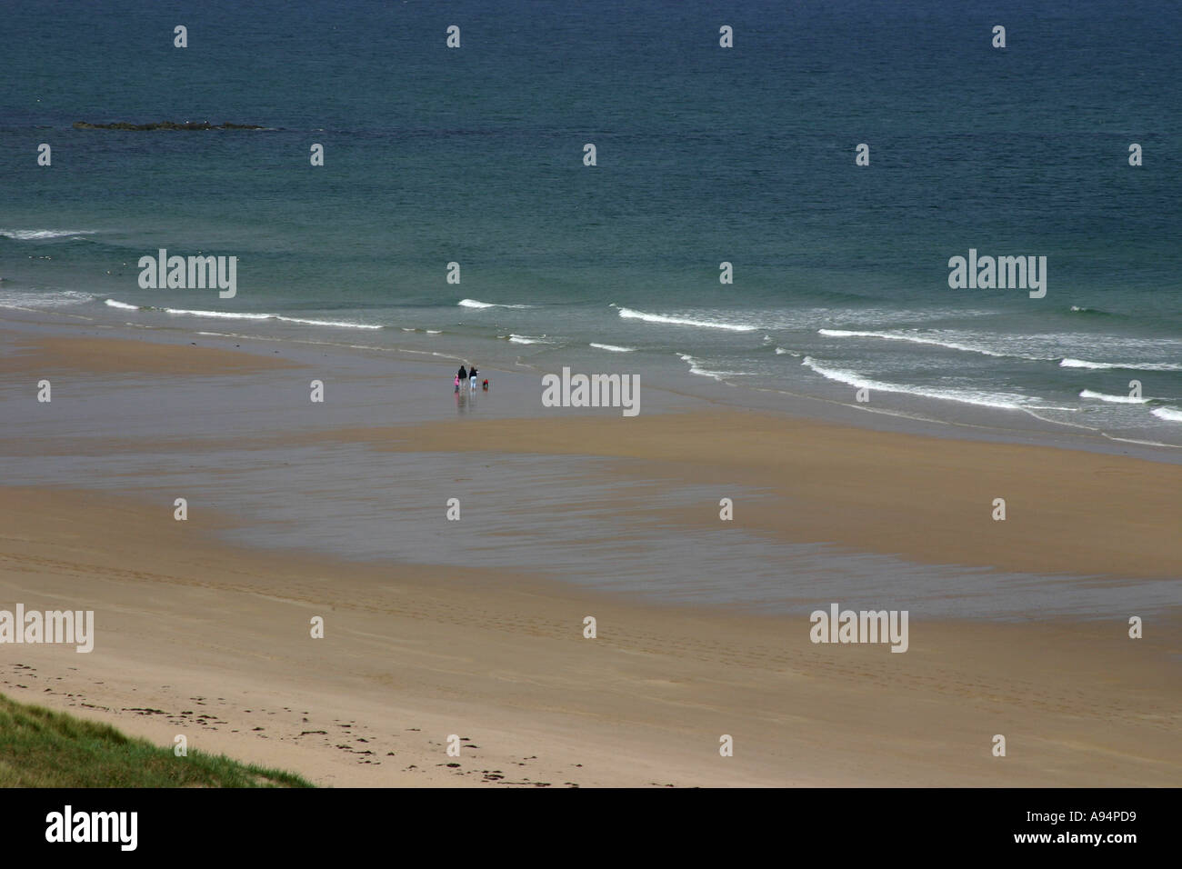 The wide clean empty beaches of Northumberland Stock Photo - Alamy