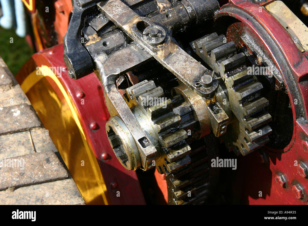Detail of gear arrangement on model steam powered traction engine Stock ...
