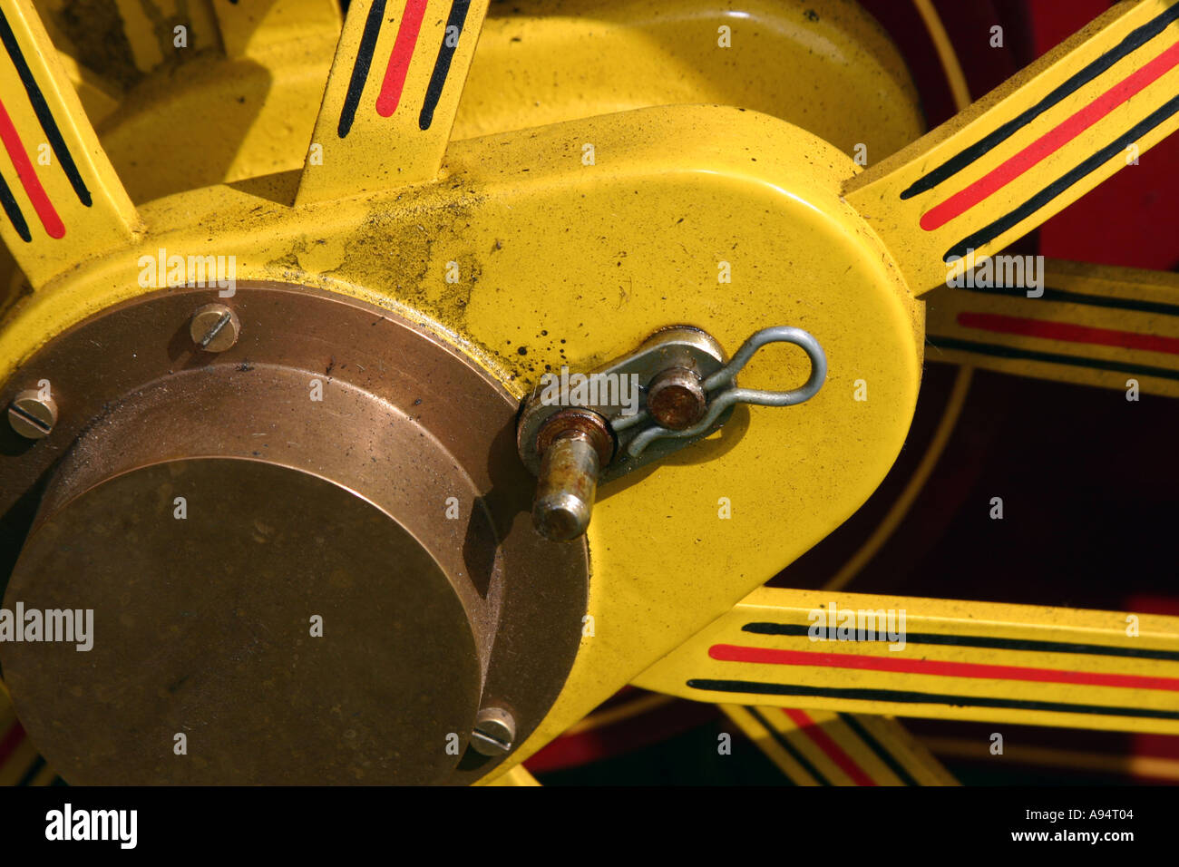 Hub of wheel on model steam powered traction engine showing detail and ...