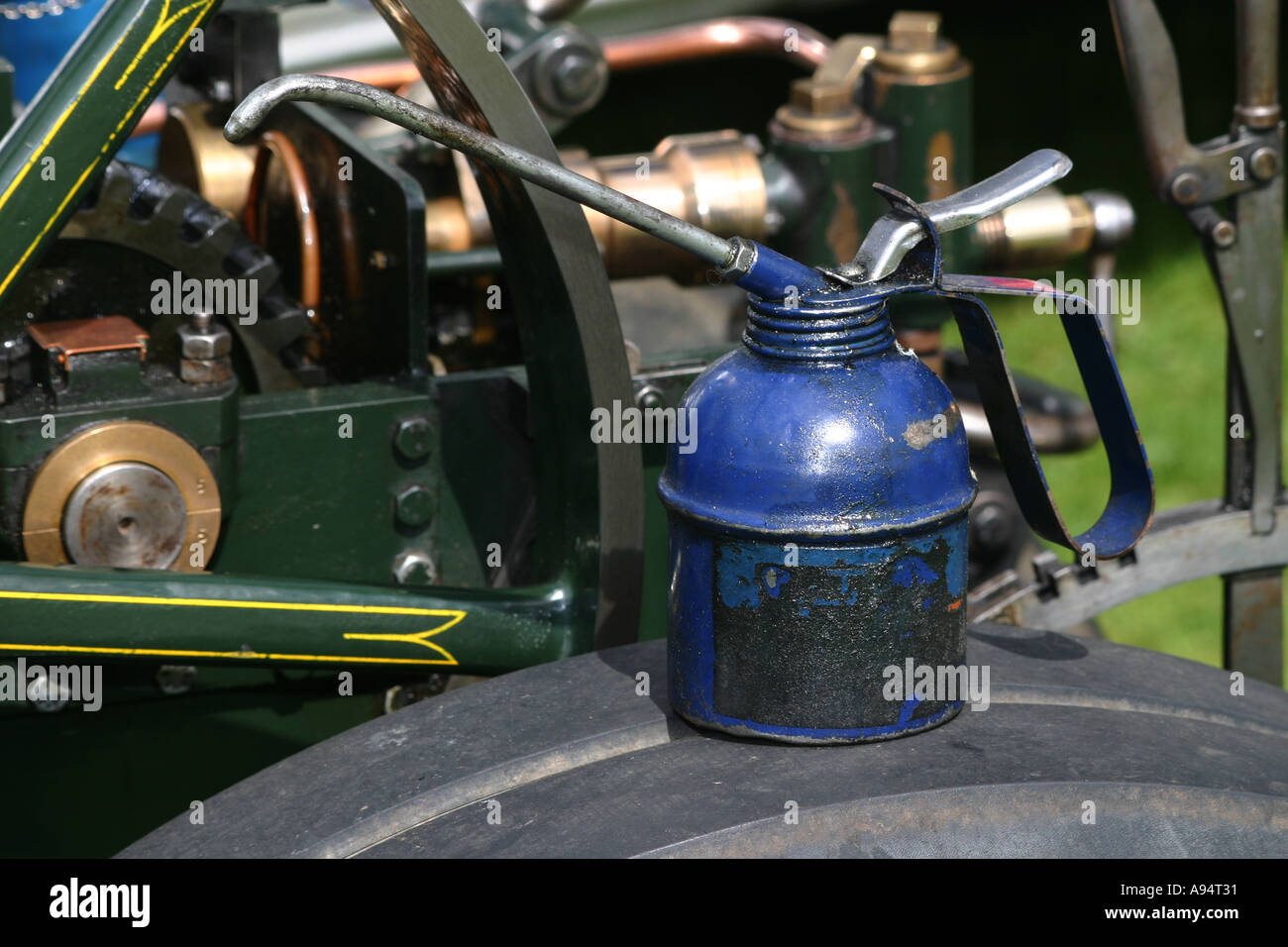 Close shot of oil can for use on scale model traction engines Stock ...