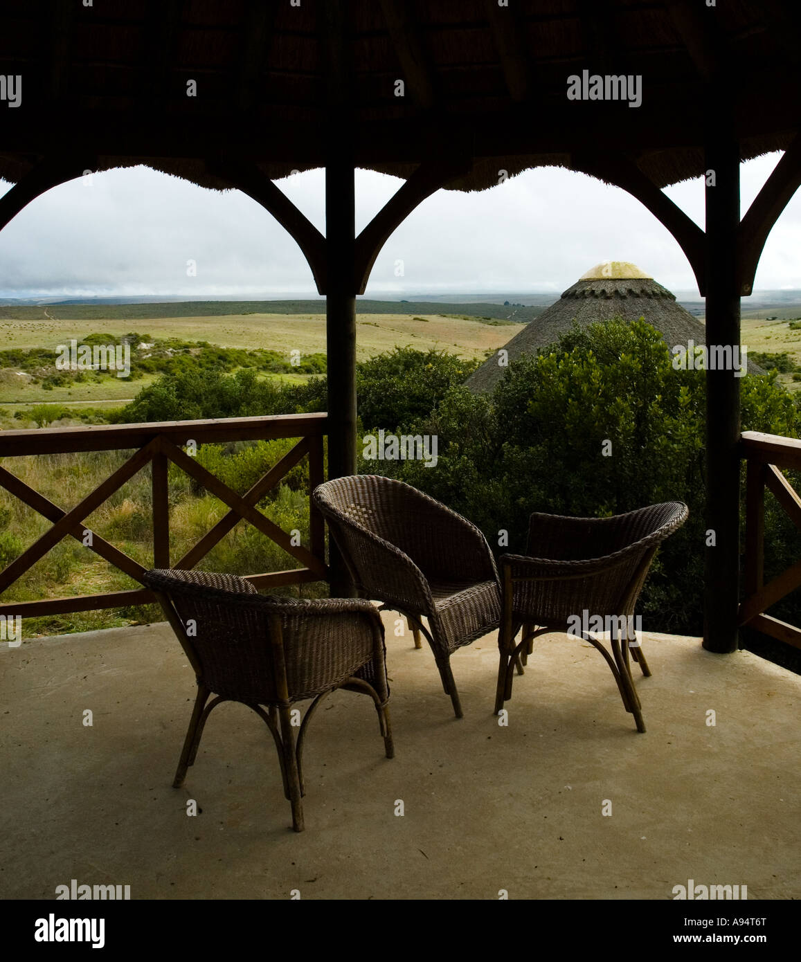 Quiet place to sit overlooking a wildlife reserve in South Africa Stock ...